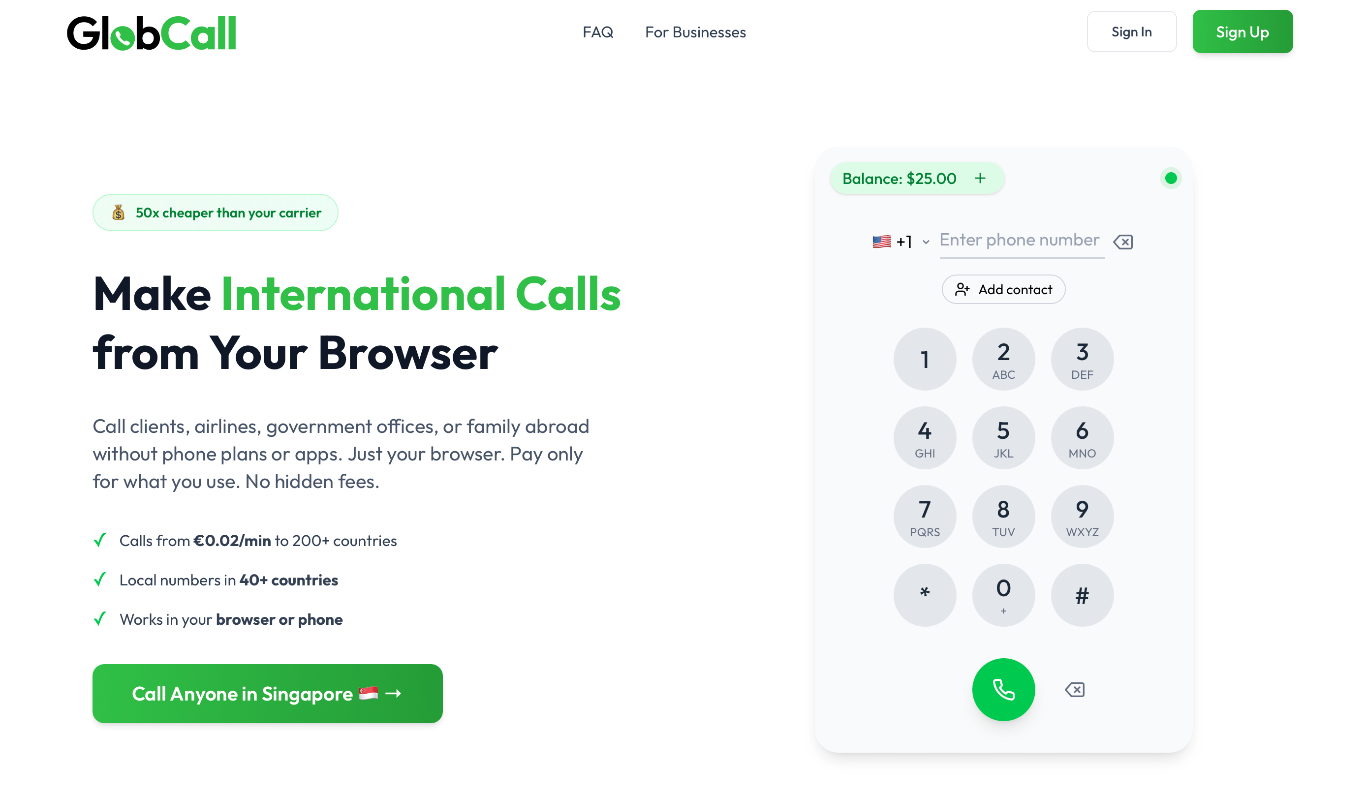 Make International Calls from Your Browser - 50x Cheaper Than Your Carrier